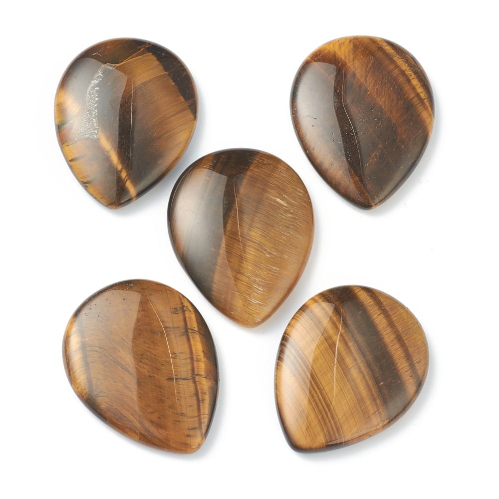 5pcs Natural Tiger Eye Beads No Hole/Undrilled Teardrop 44~45x34.5~35x6 ...