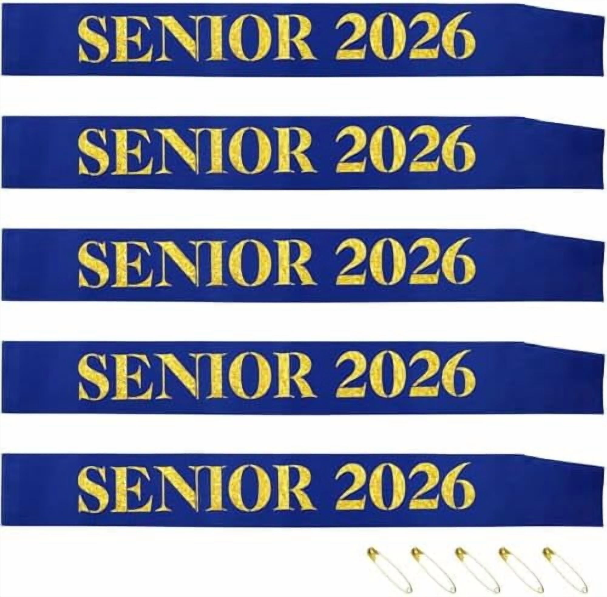 5pcs Navy blue Senior 2026 Sashes with Gold Glitter Printing Letters ...