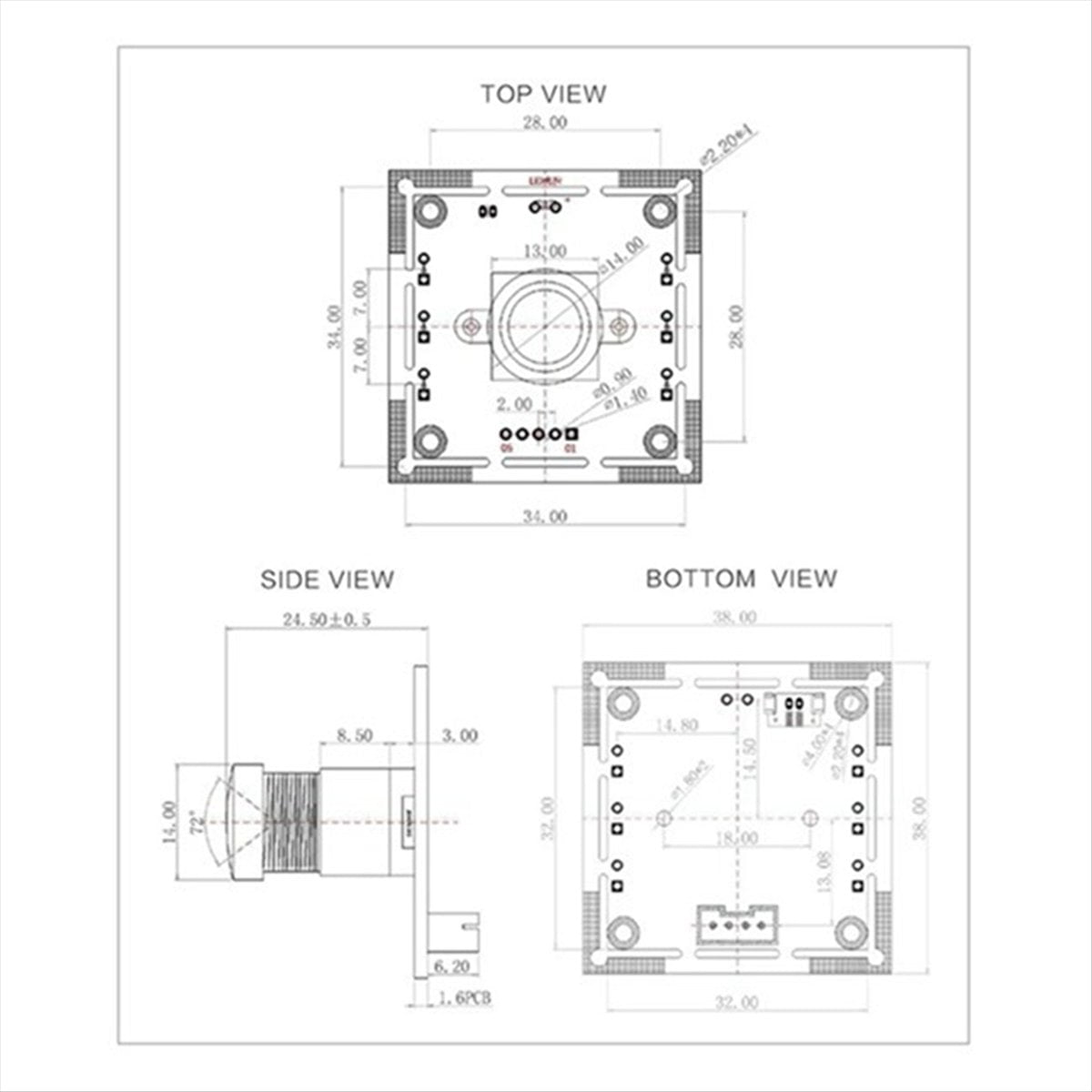 5pcs OV9732 1MP USB Camera Module, 100° FOV, 1280x720, Manual Focus ...