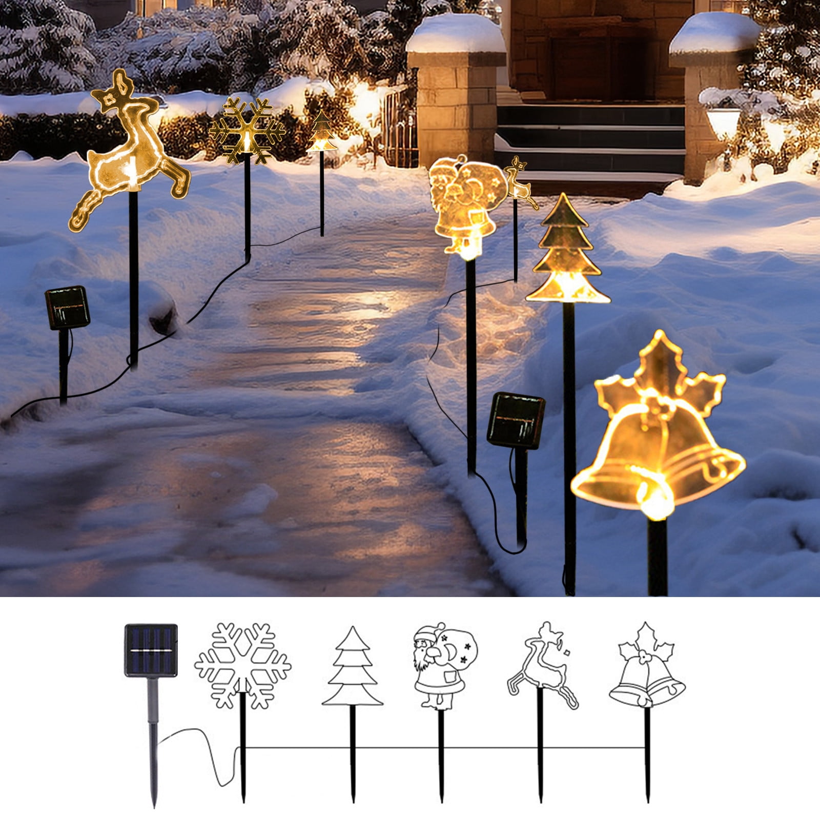 5pcs Outdoor Christmas Lights, 6.56ft CXALSSY C9 LED Solar Christmas ...