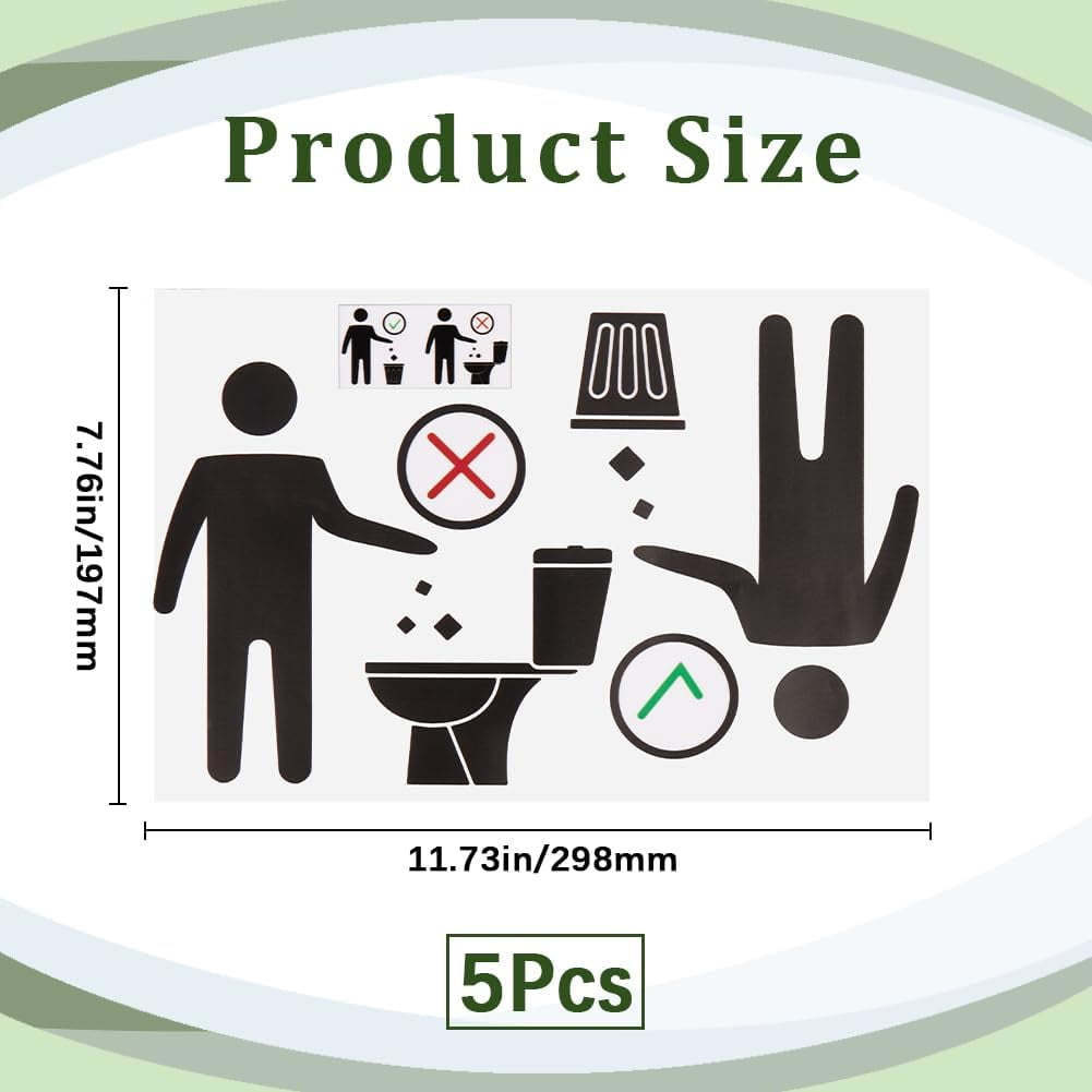 5pcs PVC Public Toilet Sign Stickers Warning Signs for Wall Door ...
