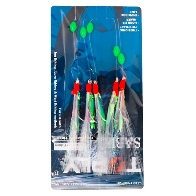 5pcs/Pack Sabiki Soft Fishing Lure Rigs Bait Jigs Lure Feather Lure ...