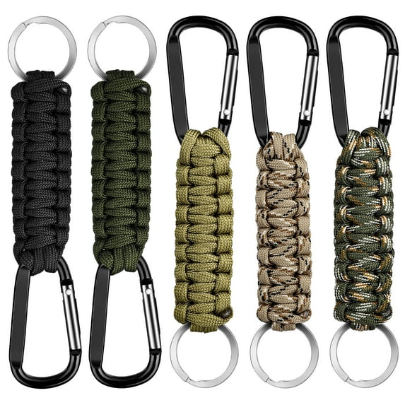 EEEkit 5pcs Paracord Keychain with Carabiner, Military Braided Lanyard ...