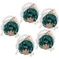 5pcs Pearl Beaded Satin Wrist Corsage Artificial Flowers, Women ...