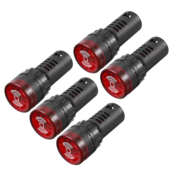 5pcs Pilot Light 220V Panel Indicator Flashing Alarm with Buzzer, Red ...
