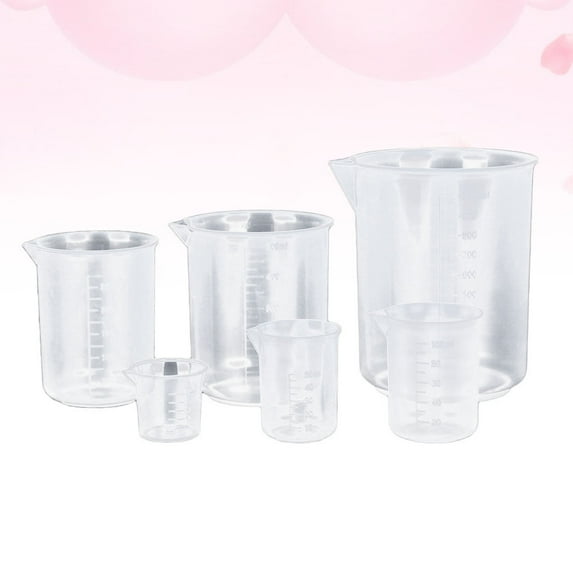 FRCOLOR 5pcs Plastic Graduated Beakers Measuring Cups for School Chemistry (50mL 100mL 250mL ...