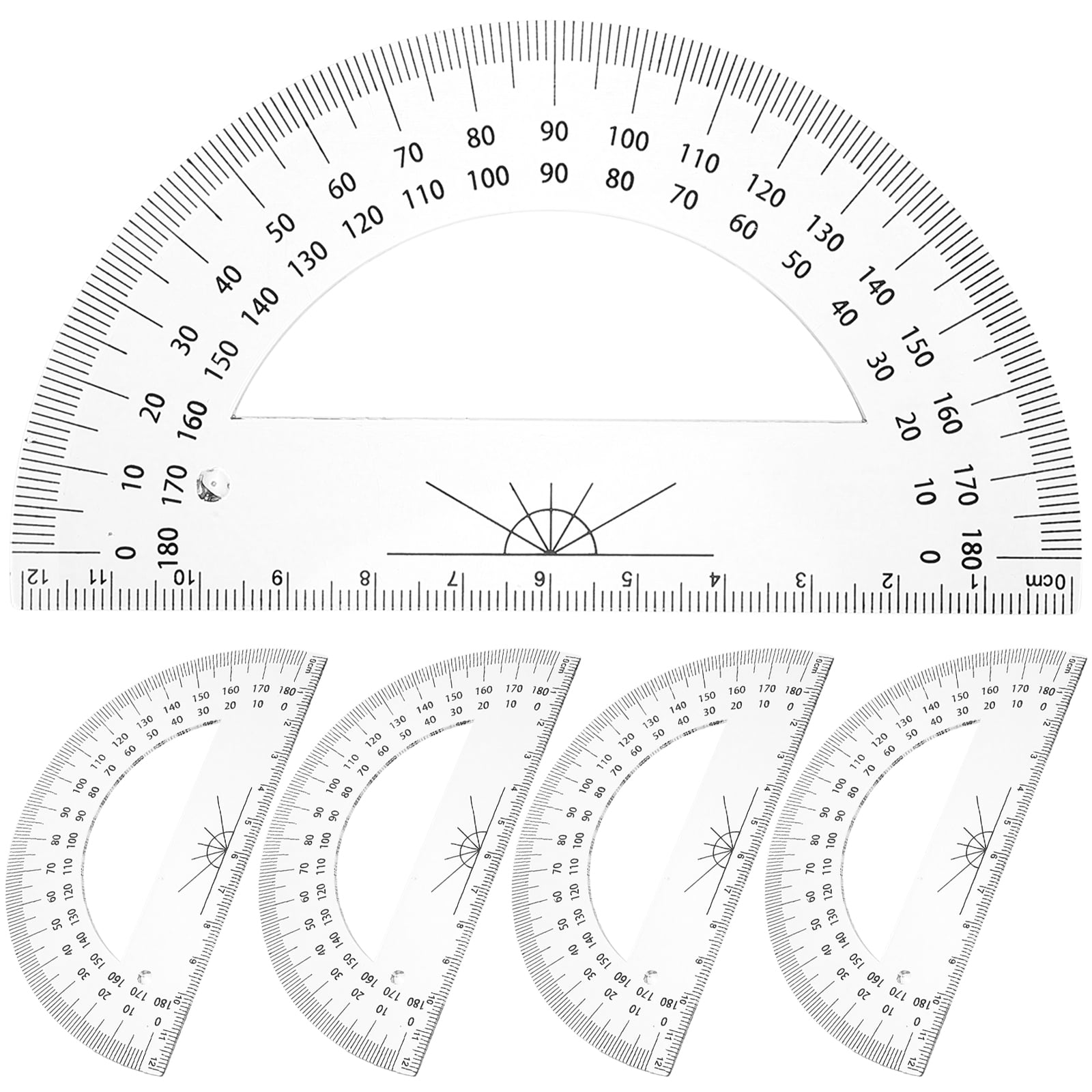 5pcs Plastic Protractor 180 Degrees Math Protractor Geometry Protractor ...