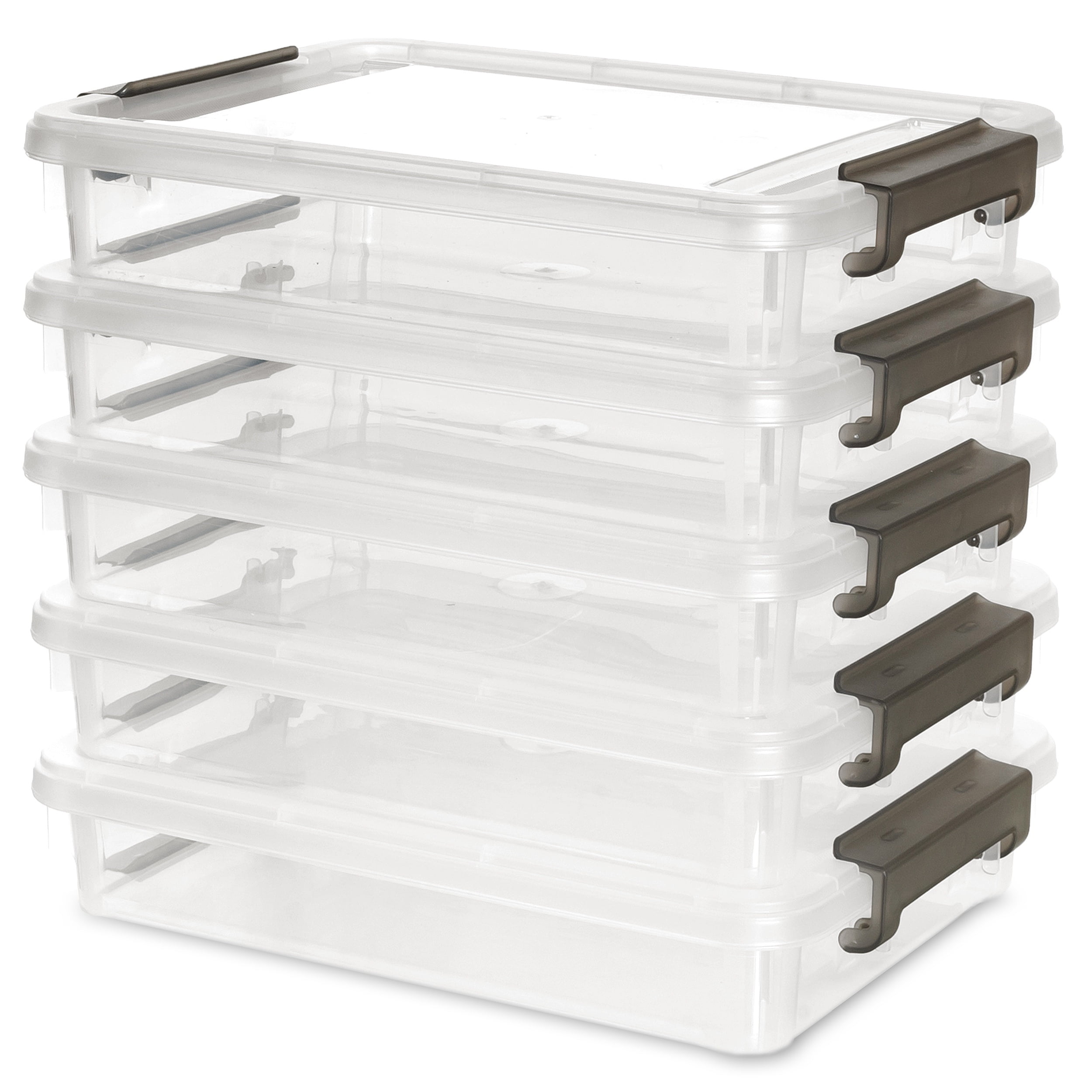 5pcs Plastic Storage Bins With Latching Lids, Portable Clear File Box ...