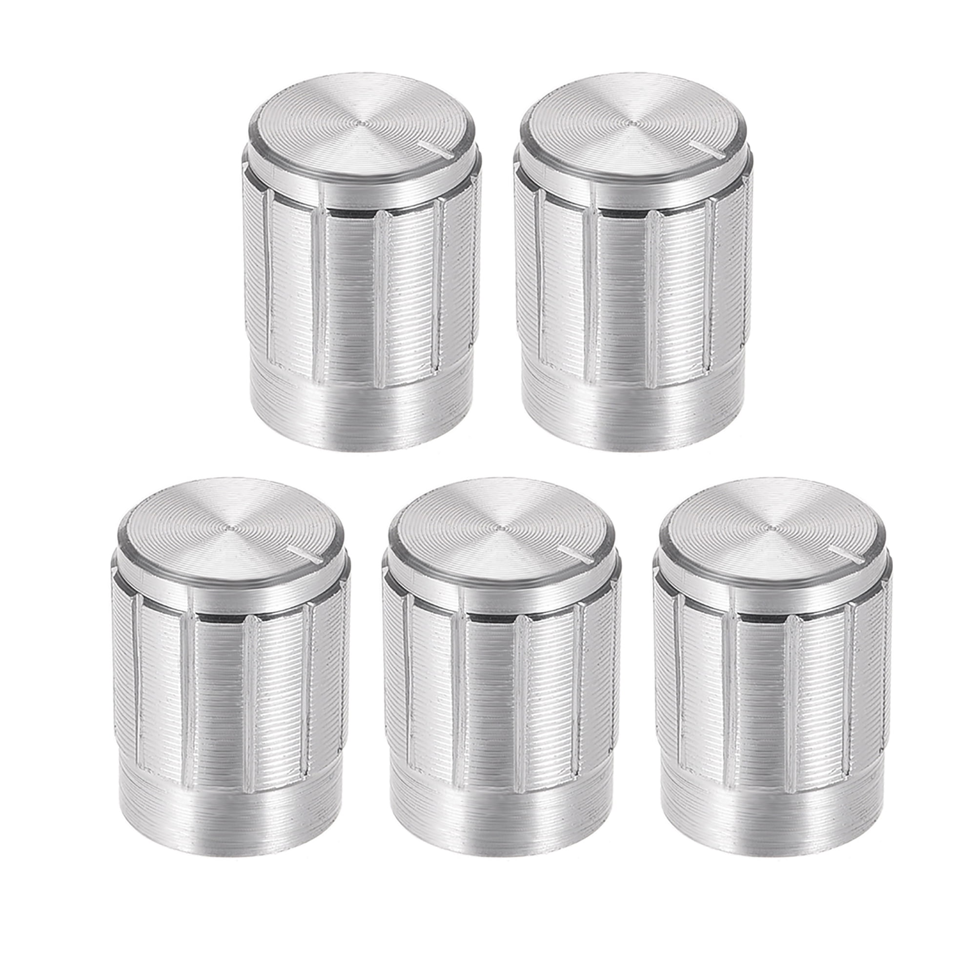 5pcs Potentiometer Knob Cover Cap Silver Tone Aluminum 6mm Shaft Dia ...