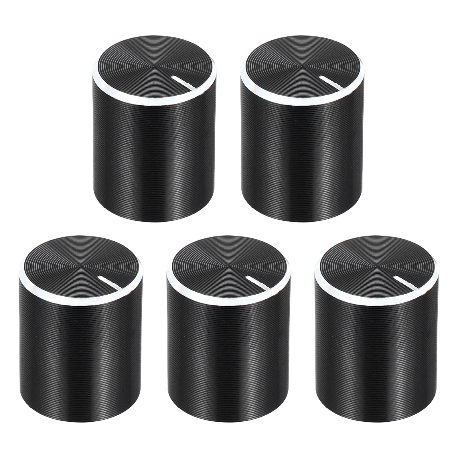 5pcs Potentiometer Knob Knurled Shaft Black Aluminum 6mm Shaft Dia. Rotary Knob 15mmx17mm Volume ...
