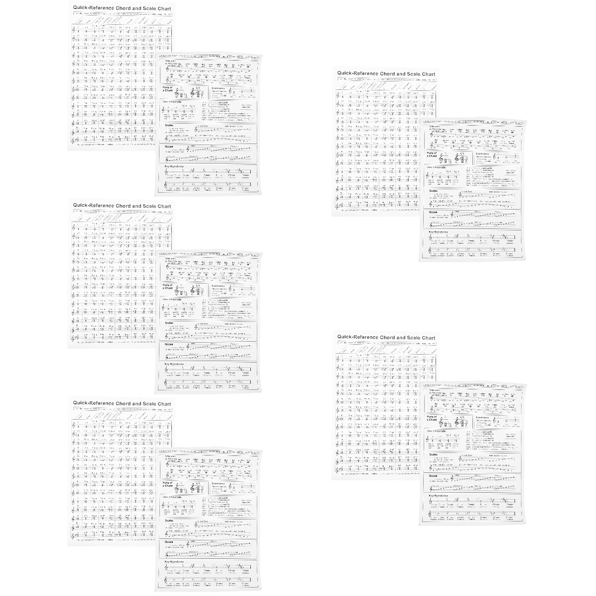 5pcs Practice Harp Chord Poster Beginner Harp Chord Chart Paper Harp ...