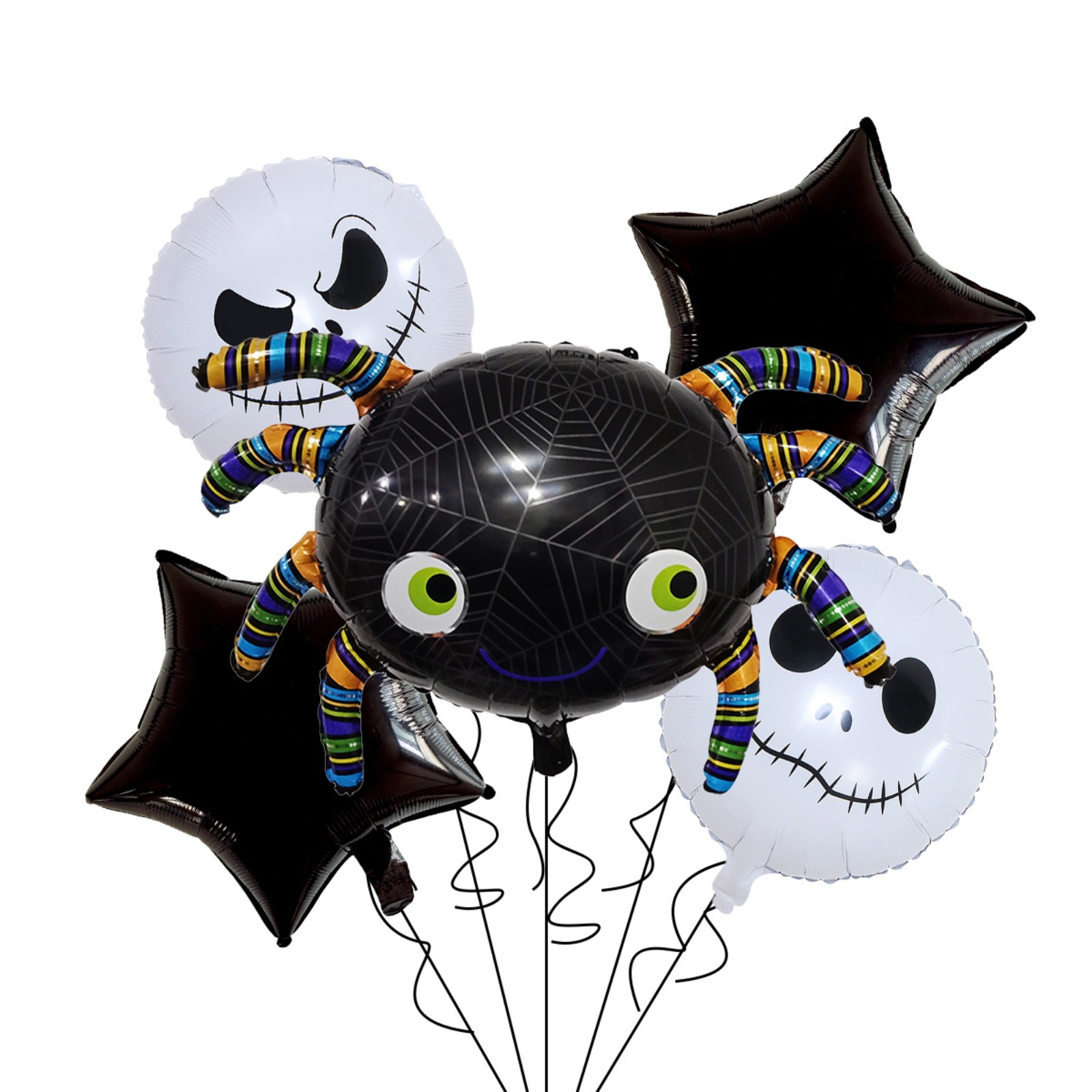 5pcs Pumpkin Decor, Day of The Dead Sugar Skull Foil Balloon Dia De Los ...