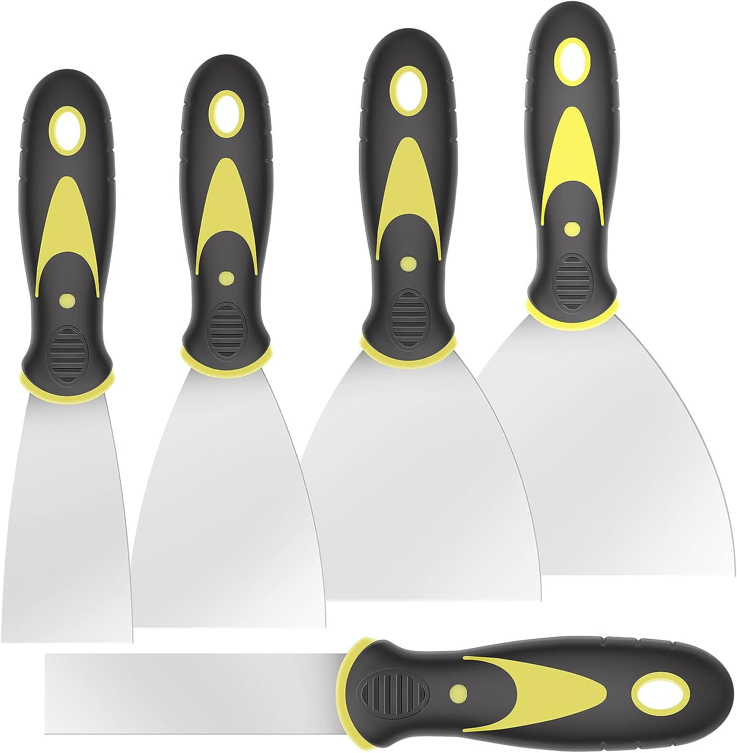 5pcs Putty Scraper Set Stainless Steel Paint Scraper Tool Kit 5 in 1 Spackle Paint Tools Caulk ...