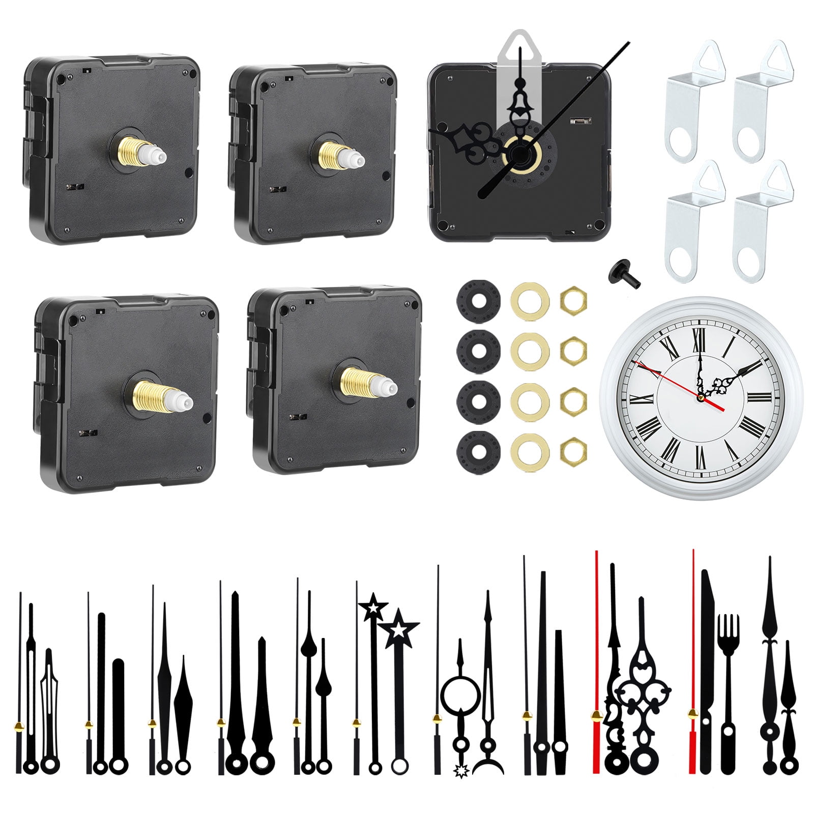 5pcs Quartz Clock Movement Mechanism Kit, EEEkit DIY Wall Operated ...