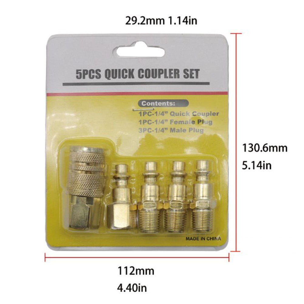 5pcs Quick Coupler Set Air Hose Connector Fittings 1/4 NPT Tools ...