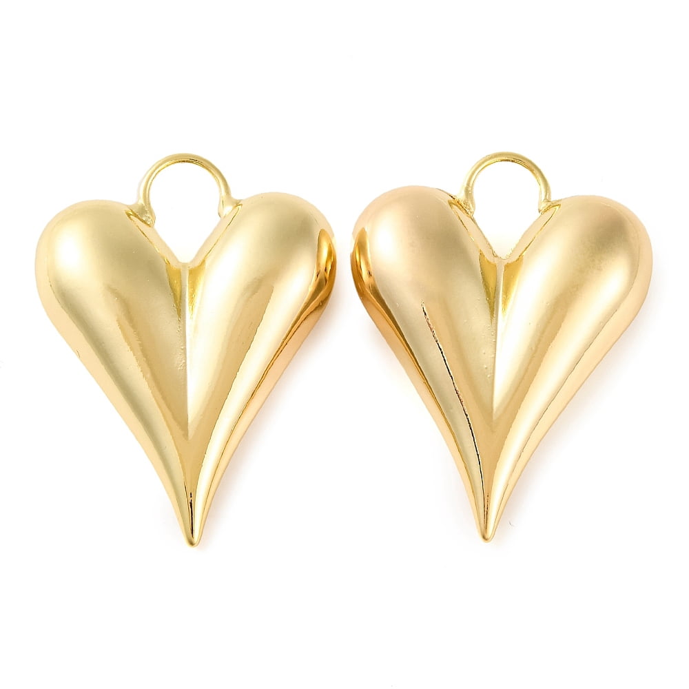 5pcs Rack Plating Brass Long-Lasting Heart golden 38x28.5x9.5mm Hole ...