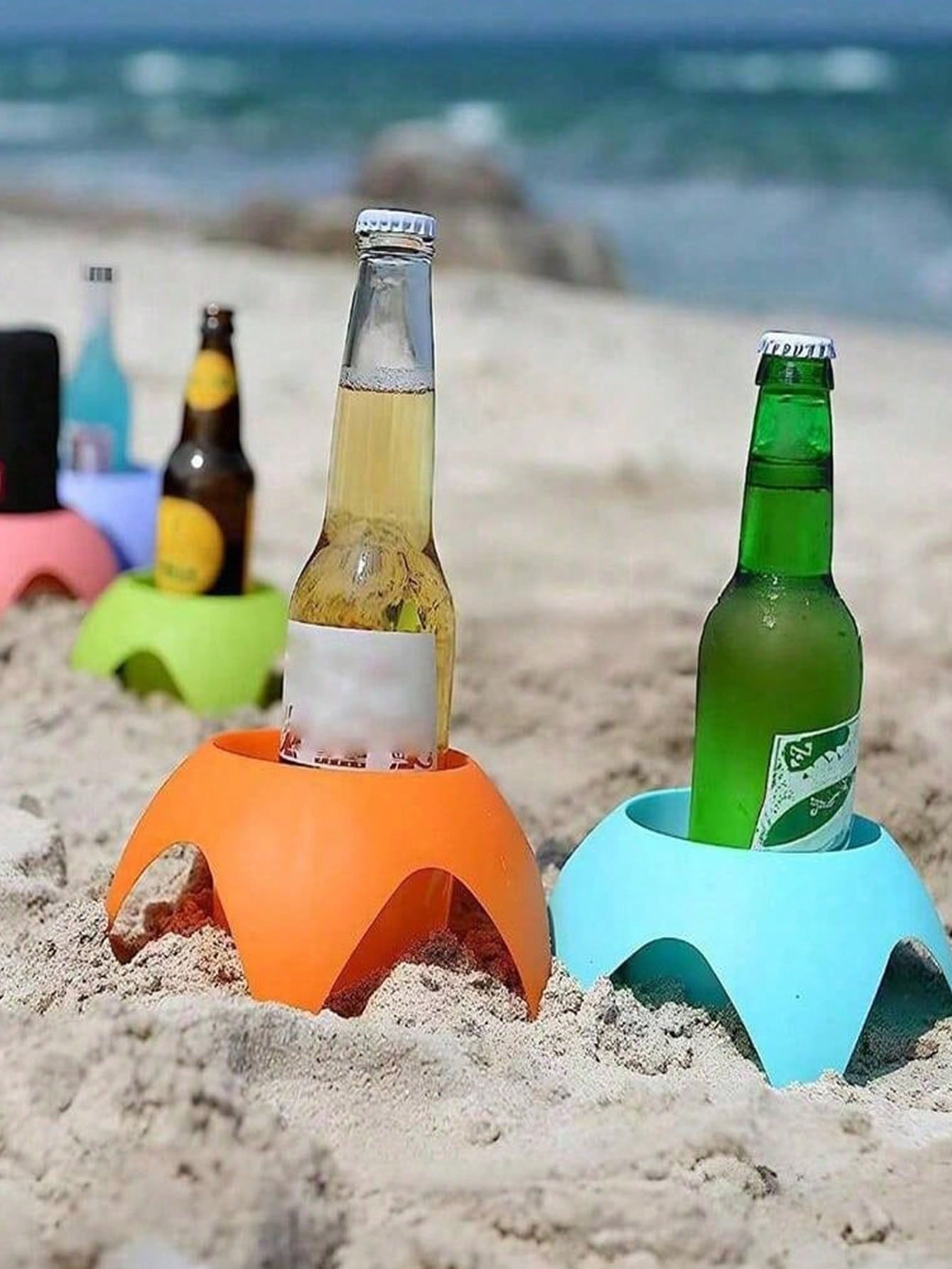 5pcs Random Color Beach Cup Holder - Sand Coaster Drink Holder with ...