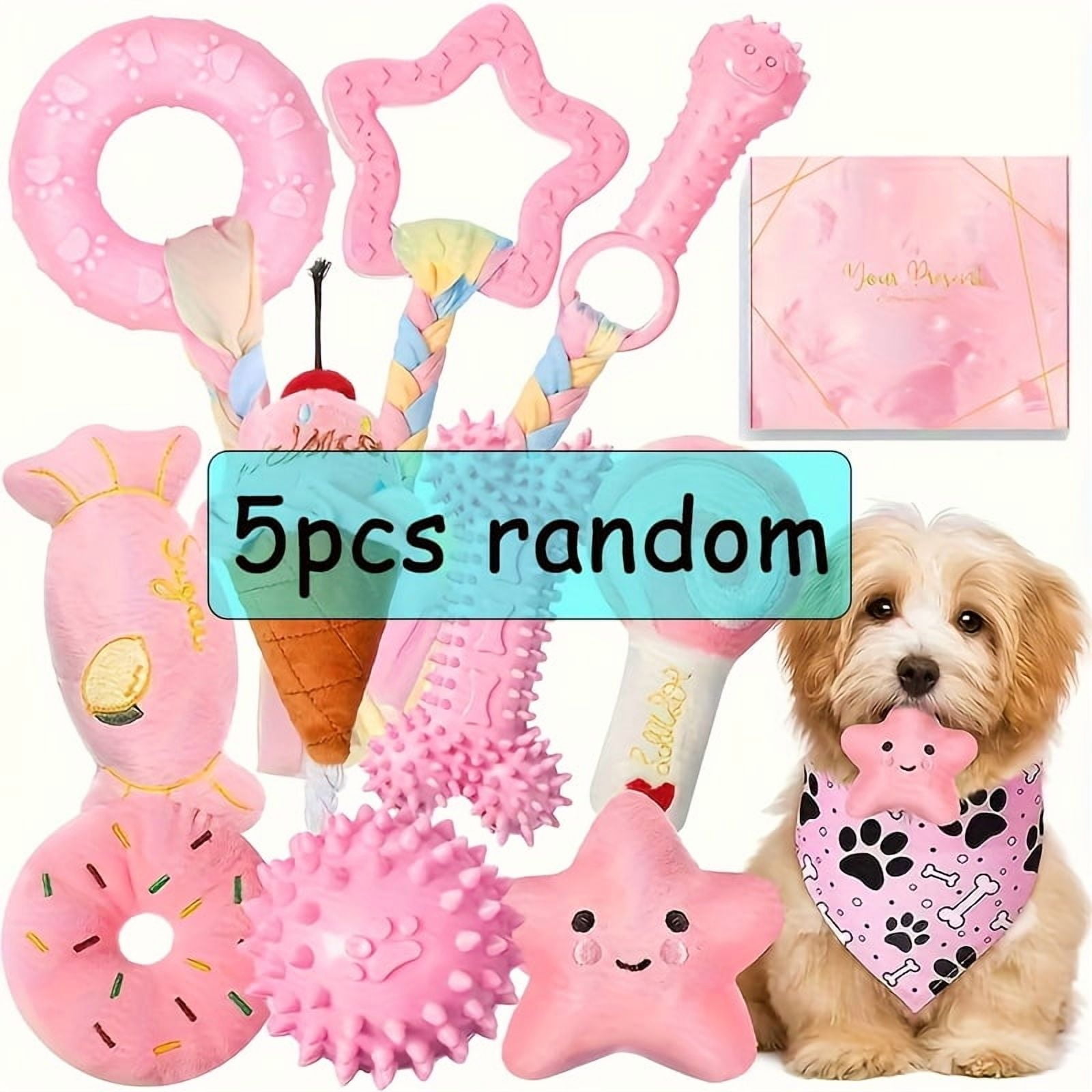 5pcs Random Puppy Chew Toy Set - Non Toxic Plush And Plastic Teeth ...