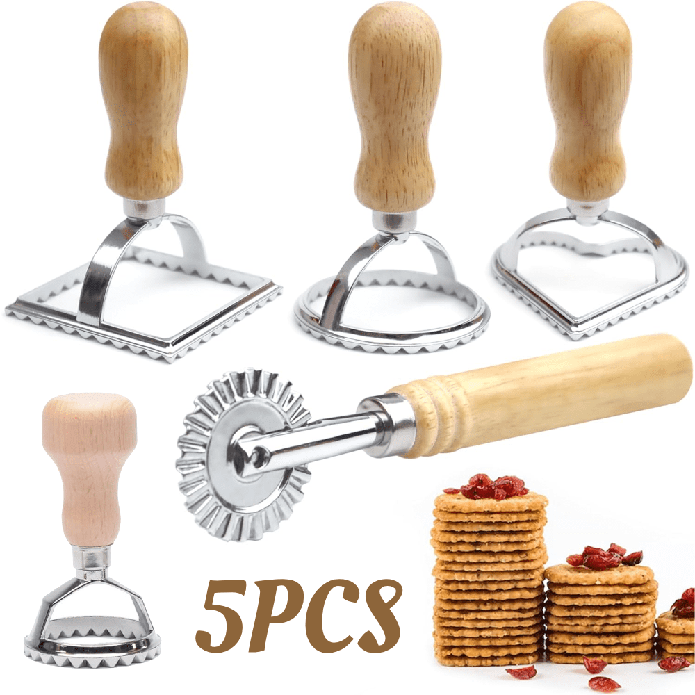 5pcs Ravioli Stamp Maker Cutter with Roller Wheel, Aluminum Ravioli ...
