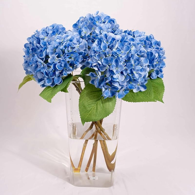 5pcs Realistic Fake White Flowers Artificial Silk Hydrangea Flowers ...