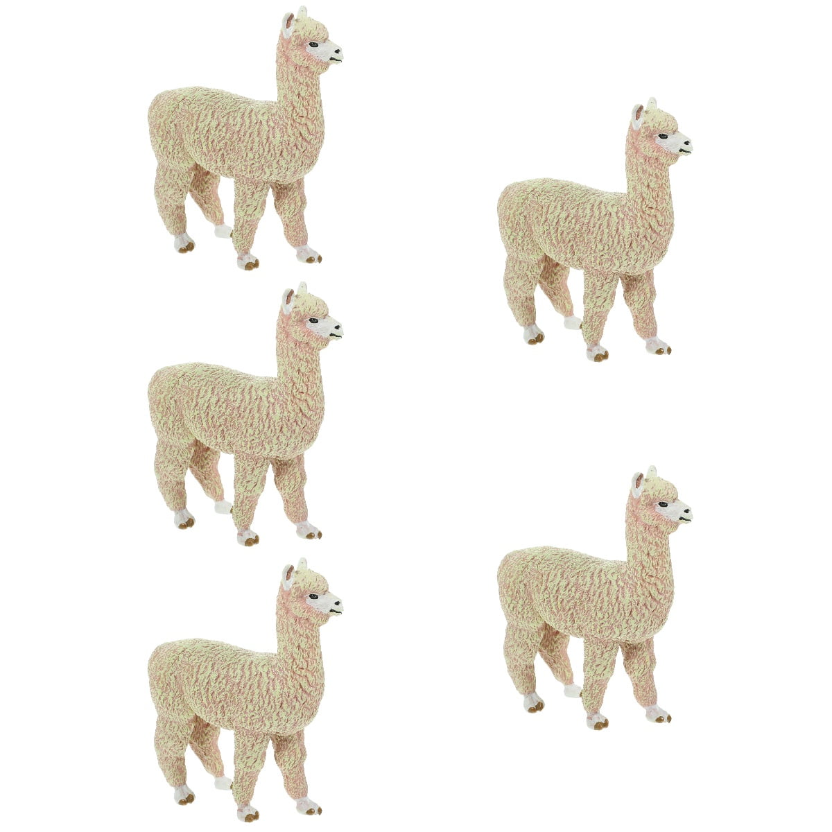5pcs Realistic Simulation Alpaca Figure Mini Alpaca Model Figurine ...