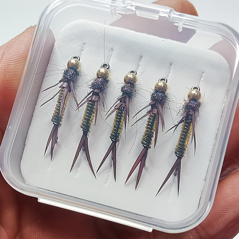 5pcs Realistic Stonefly Larvae Fly Baits - Slow Sinking, Multi-Color ...