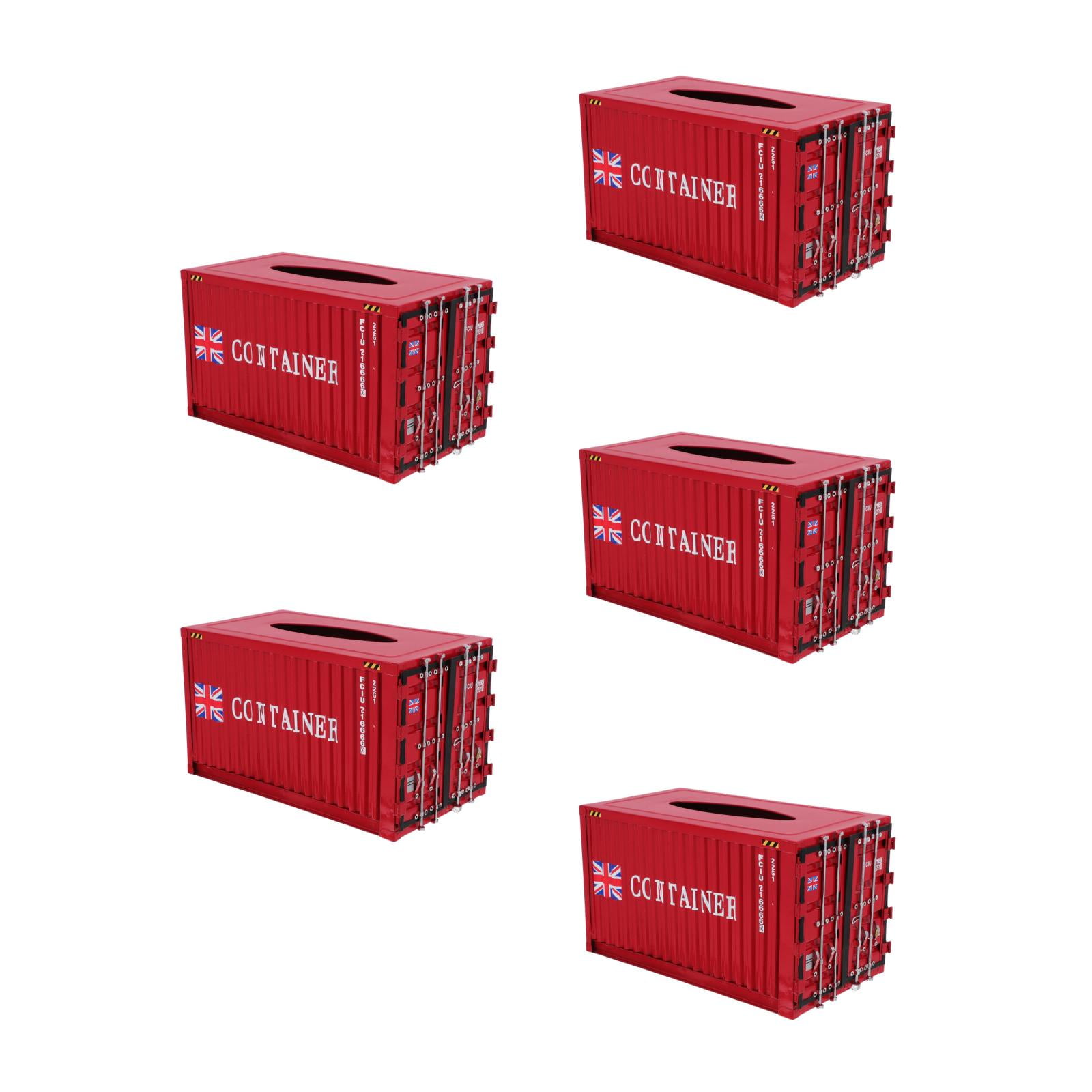 5pcs Red Shipping Container Tissue Box, Retro Desktop Storage for Home ...