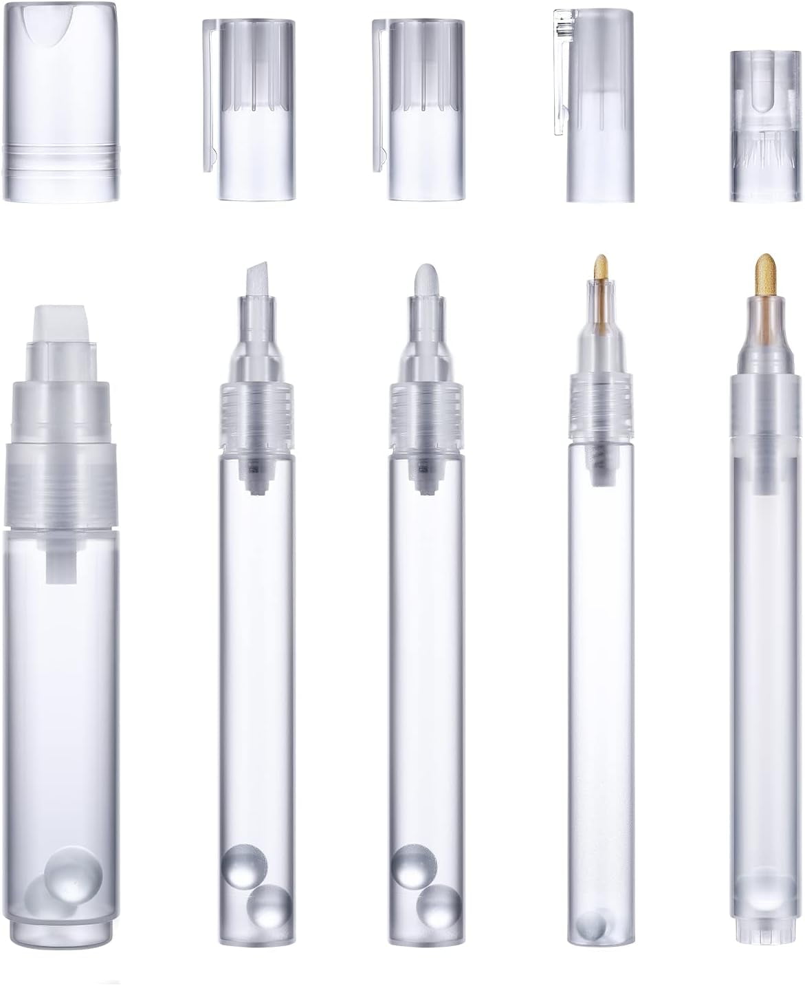5pcs Refillable Markers, Clear Paint Pens Empty in 3 Sizes Refillable ...