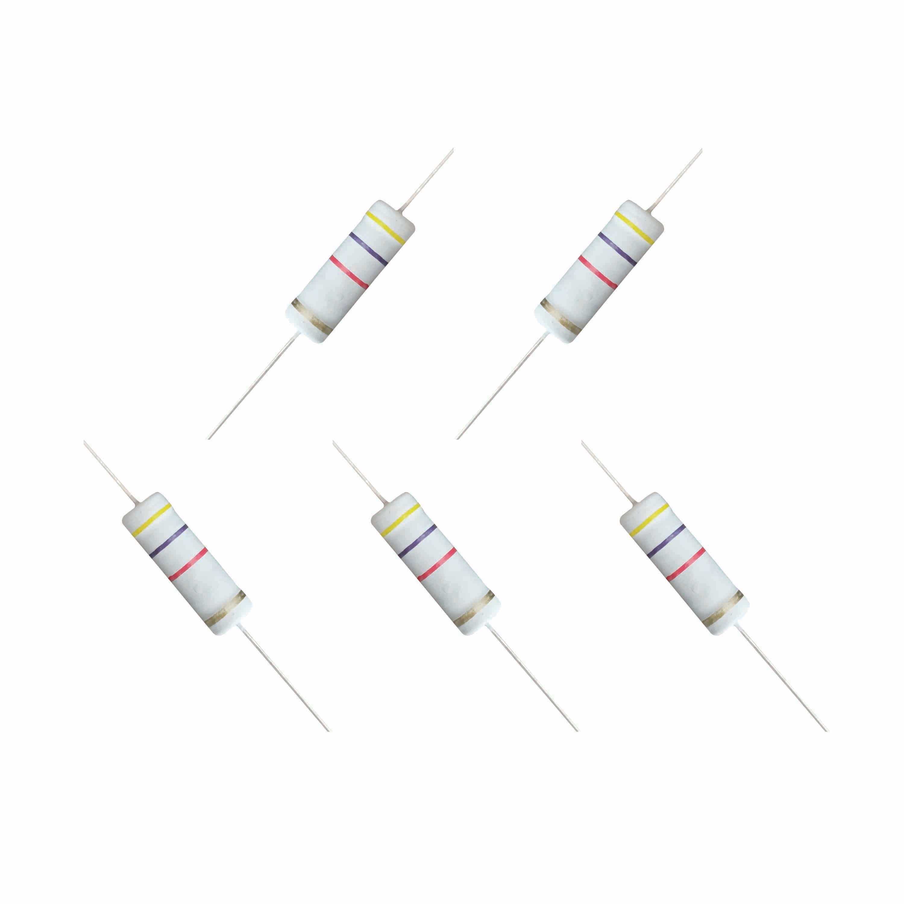 5pcs Resistors 5W 5% Tolerance Oxide Film Resistor Flame Proof Axial ...