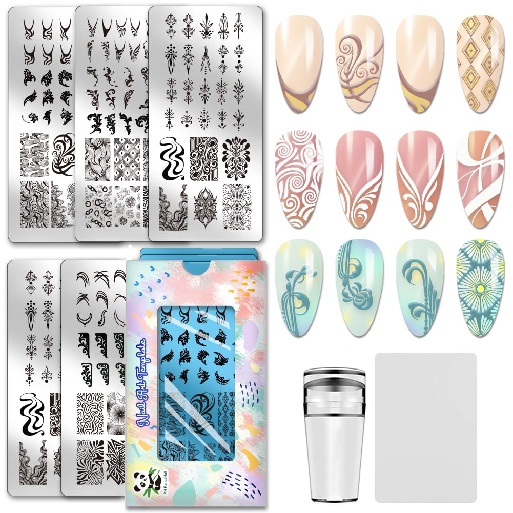 5pcs Retro Floral Nail Stamping Plates 155 Patterns Leaves Plant Nail ...