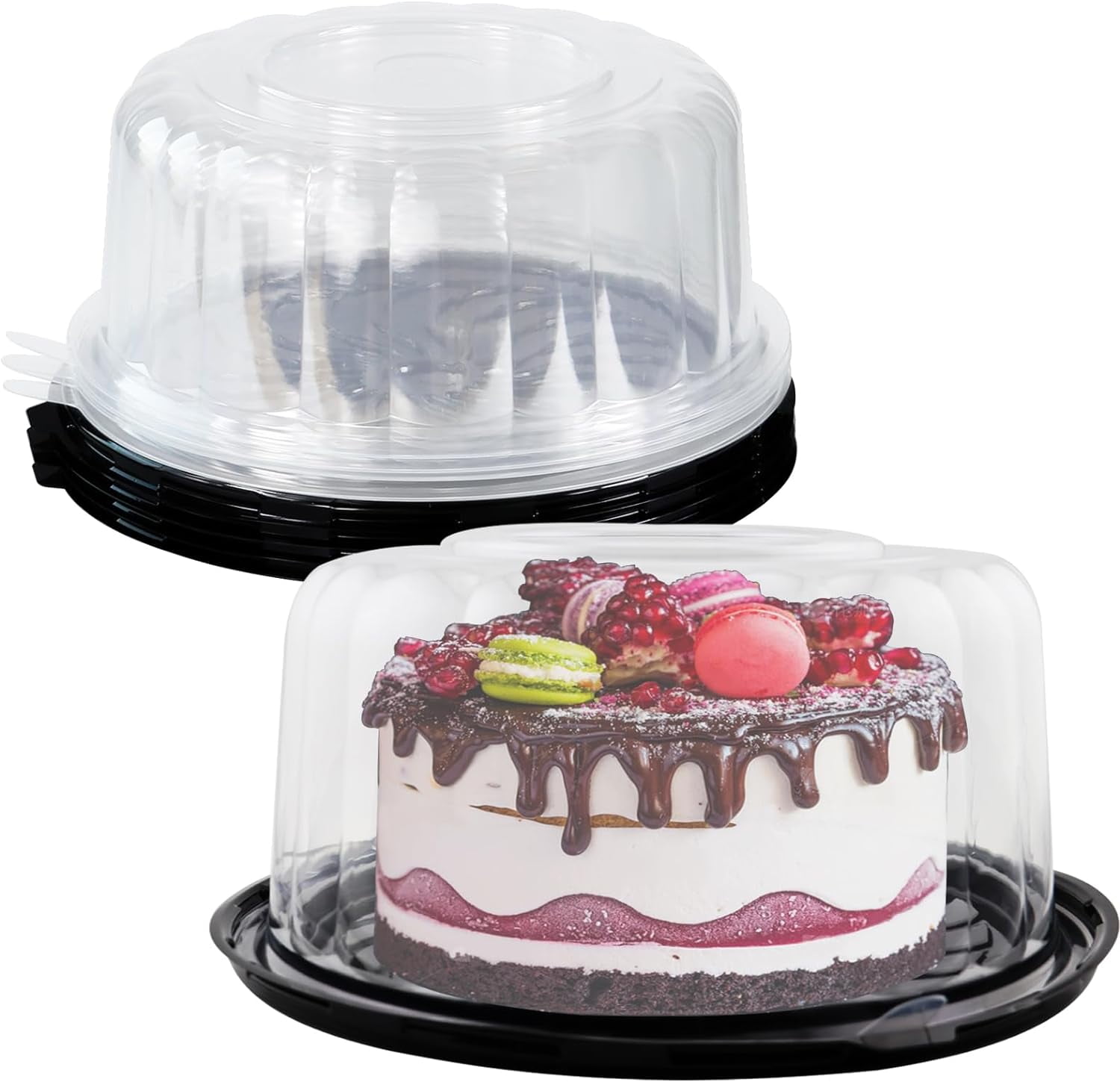 5pcs Round Cake Carriers for Transport Plastic Disposable Cake Containers Carriers with Dome ...