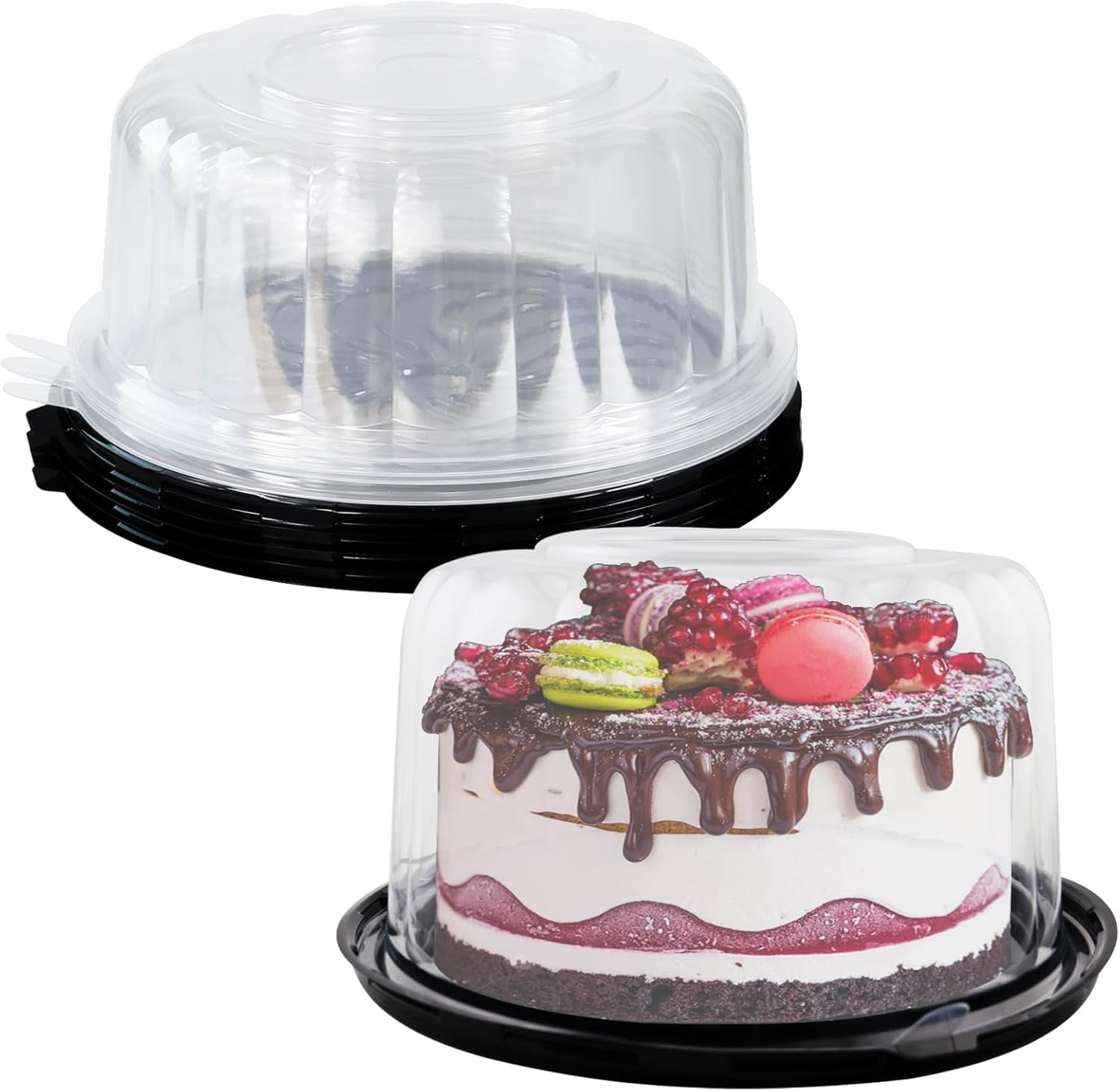 5pcs Round Cake Carriers for Transport Plastic Disposable Cake ...