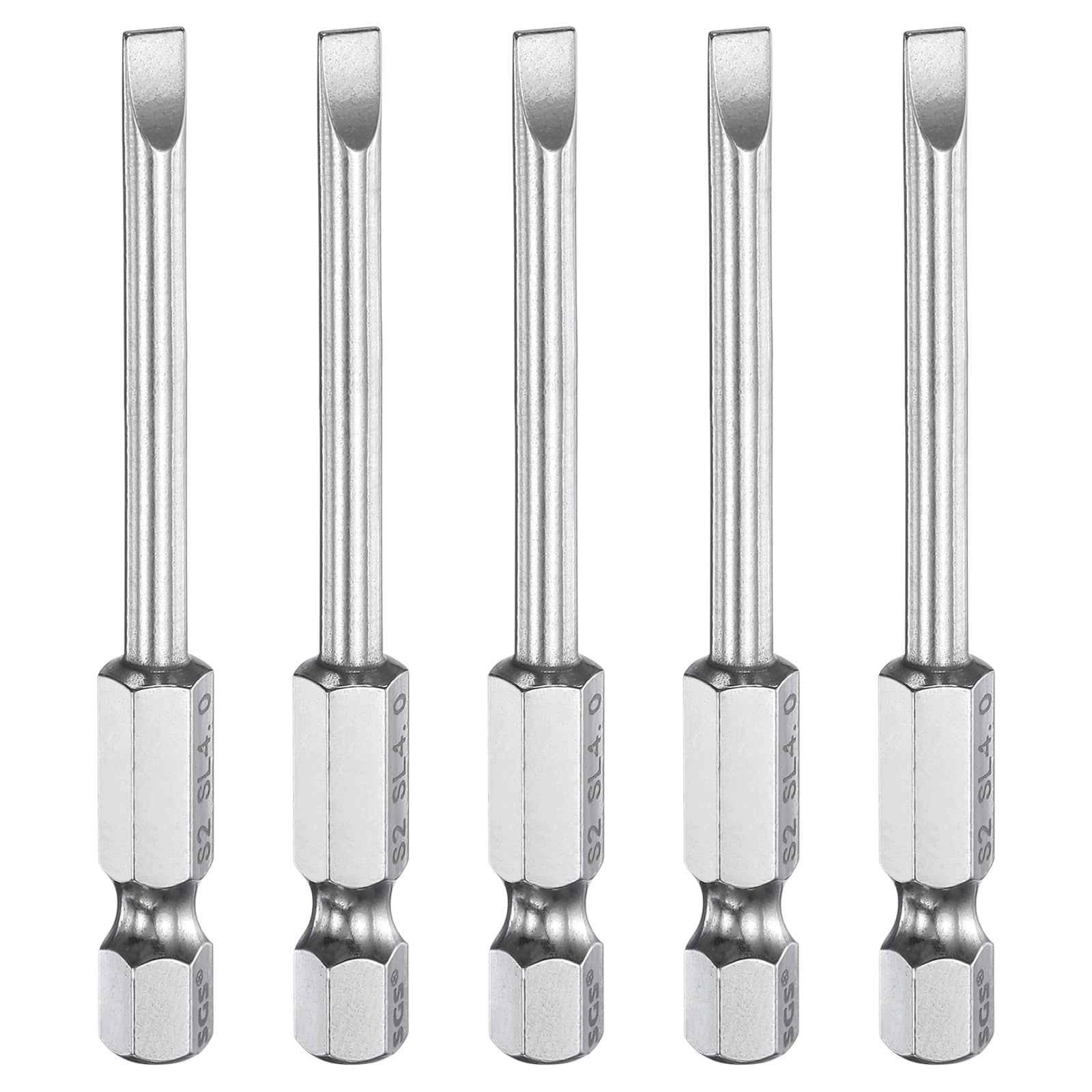 5pcs SL4 Slotted Screwdriver Bits 4mm Slotted Tip 1/4" Hex Shank 65mm ...