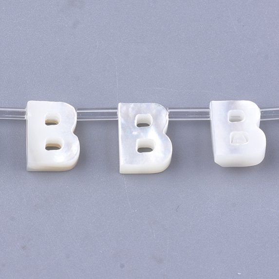 5pcs Sea Shell Beads Top Drilled Beads Letter Letter.B 10x8x3mm Hole: 0 ...