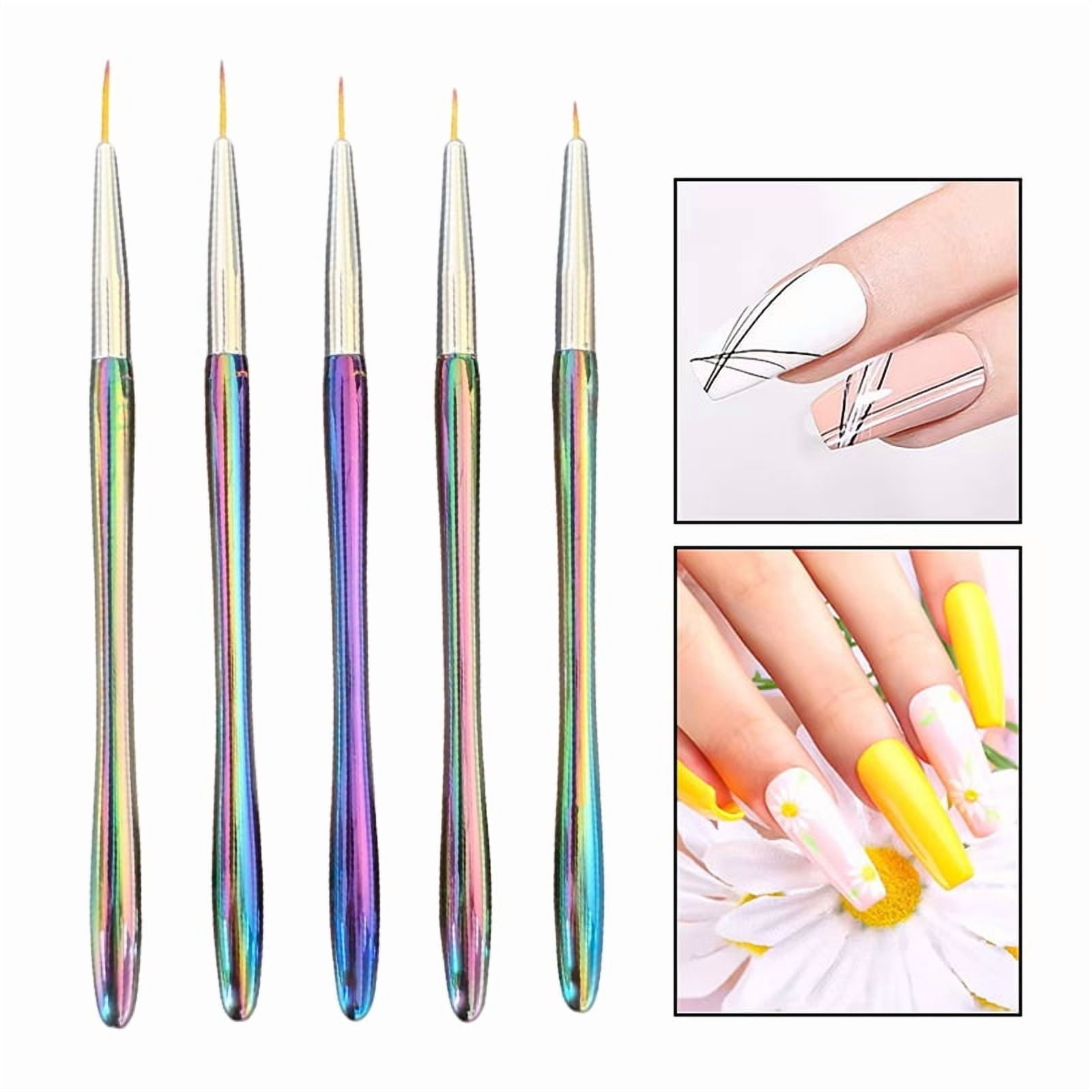 5pcs/Set Acrylic French Stripe Nail Art Line Painting Pen 3D Tips ...