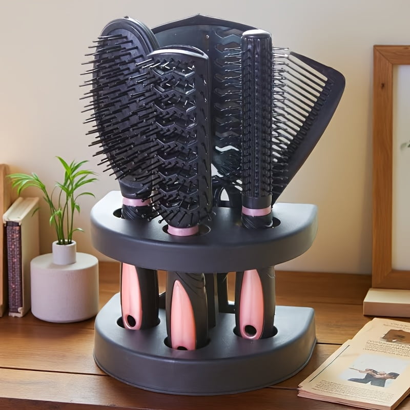 5pcs/Set Hairdressing Brush Holder Set, Hair Styling Brush With Mirror ...