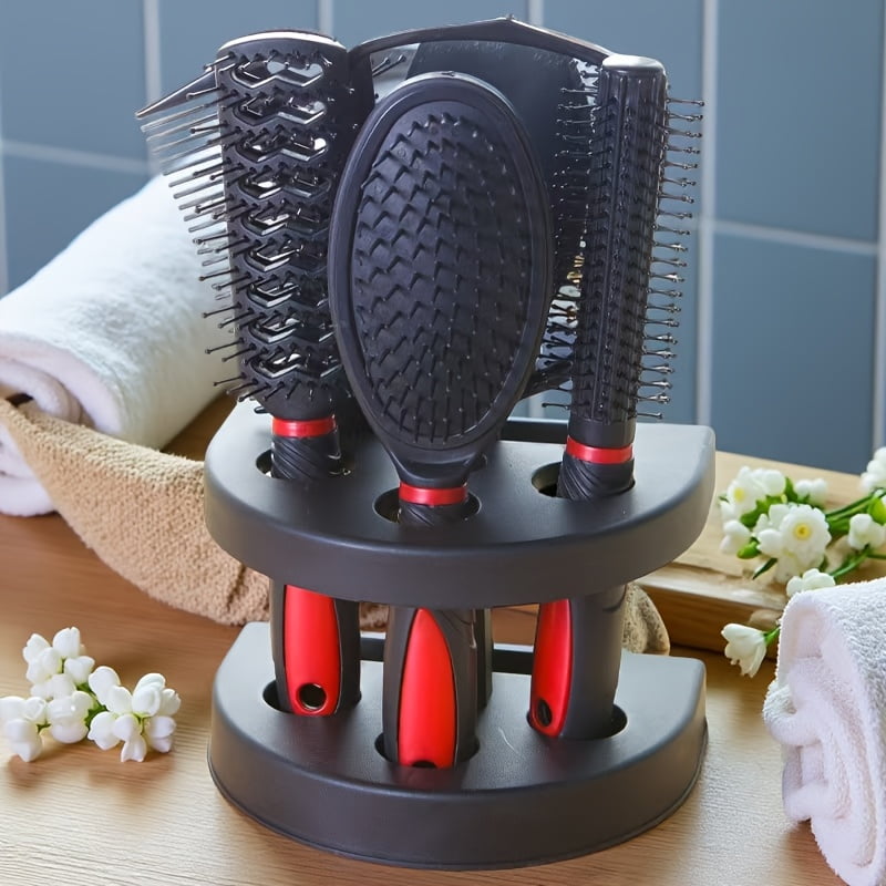 5pcs/Set Hairdressing Brush Holder Set, Hair Styling Brush With Mirror ...