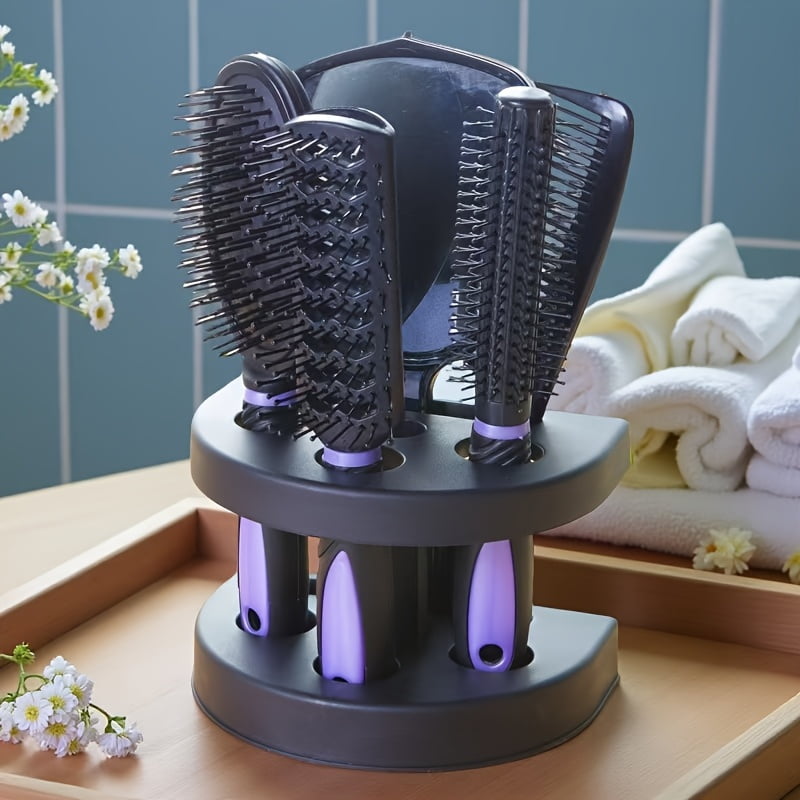 5pcs/Set Hairdressing Brush Holder Set, Hair Styling Brush With Mirror ...