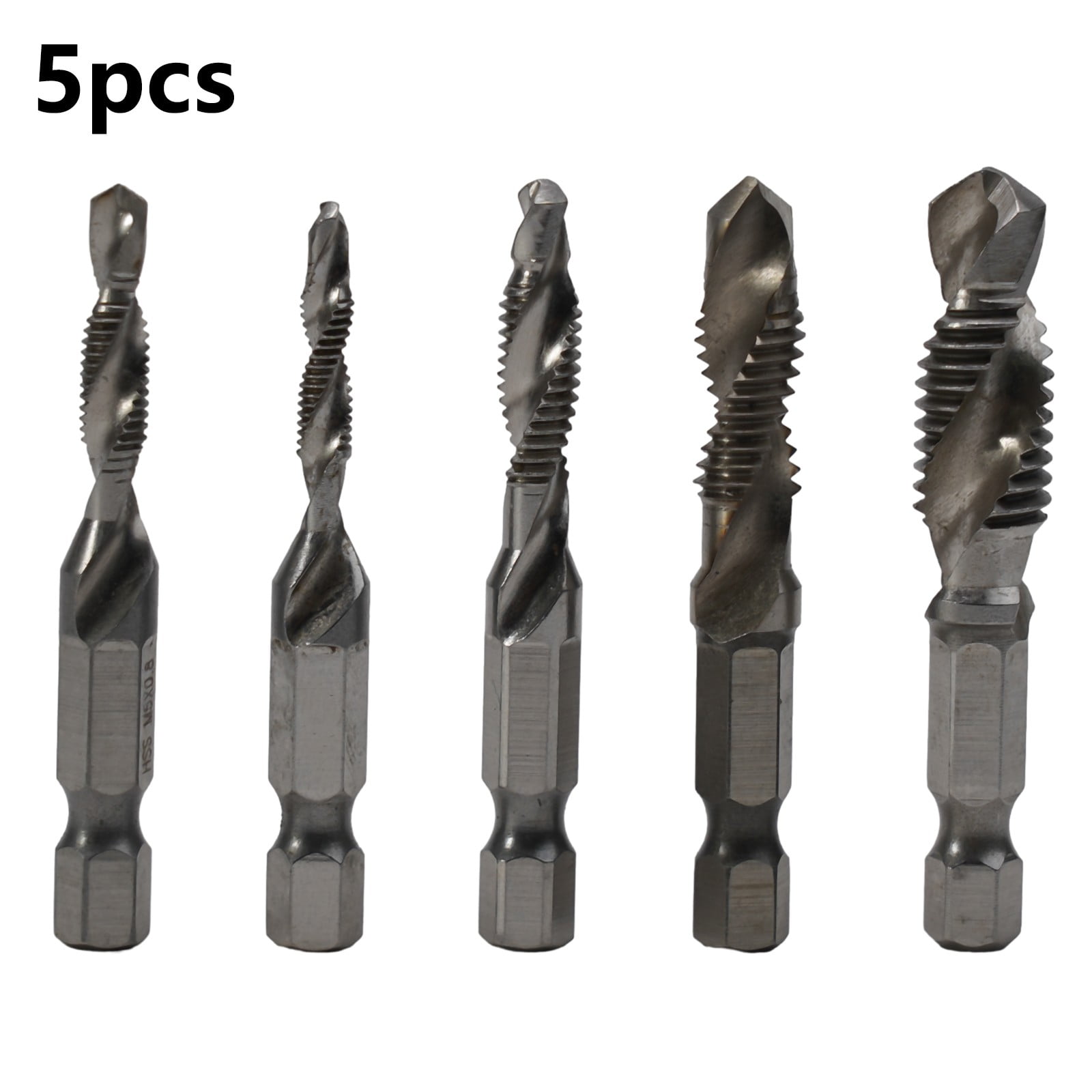 5pcs Set Tap Drill Bit Hex Shank HSS Threaded Bit Screw Machine ...