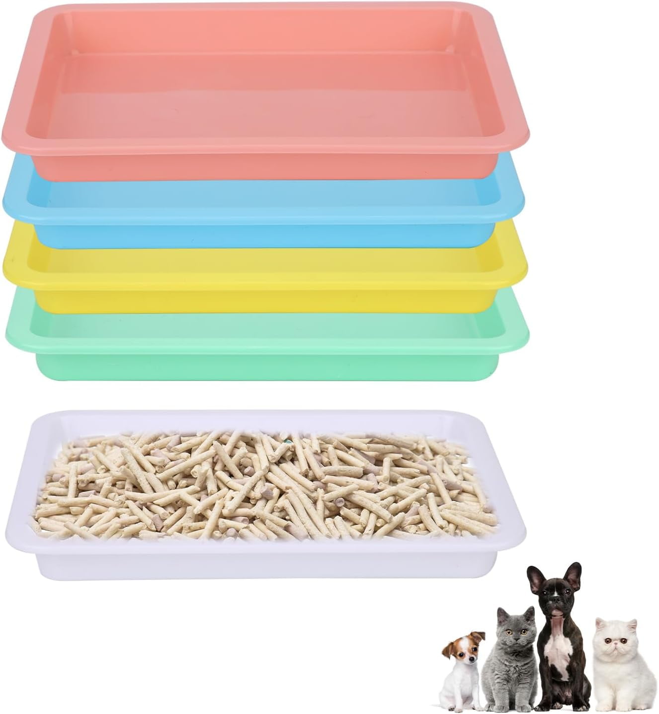 5pcs Shallow Cat Litter Boxes - Plastic Cat Litter Trays & Pans for ...