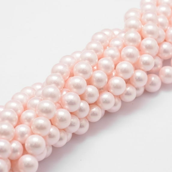 5pcs Shell Pearl Bead Strands Rainbow Plated Grade A Round Pink 8mm ...