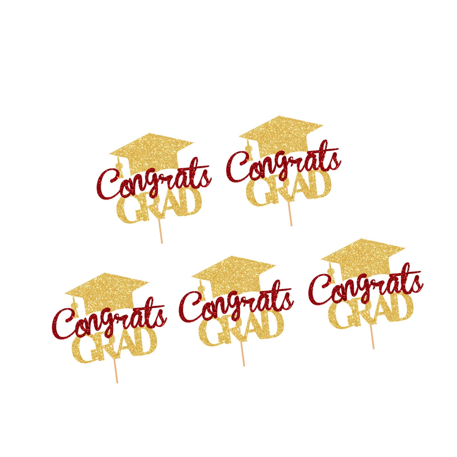 5pcs Shimmering Graduation Caps Cupcake Toppers Paper and Cake Insert ...