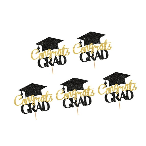 5pcs Shimmering Graduation Caps Cupcake Toppers Paper and Cake Insert ...