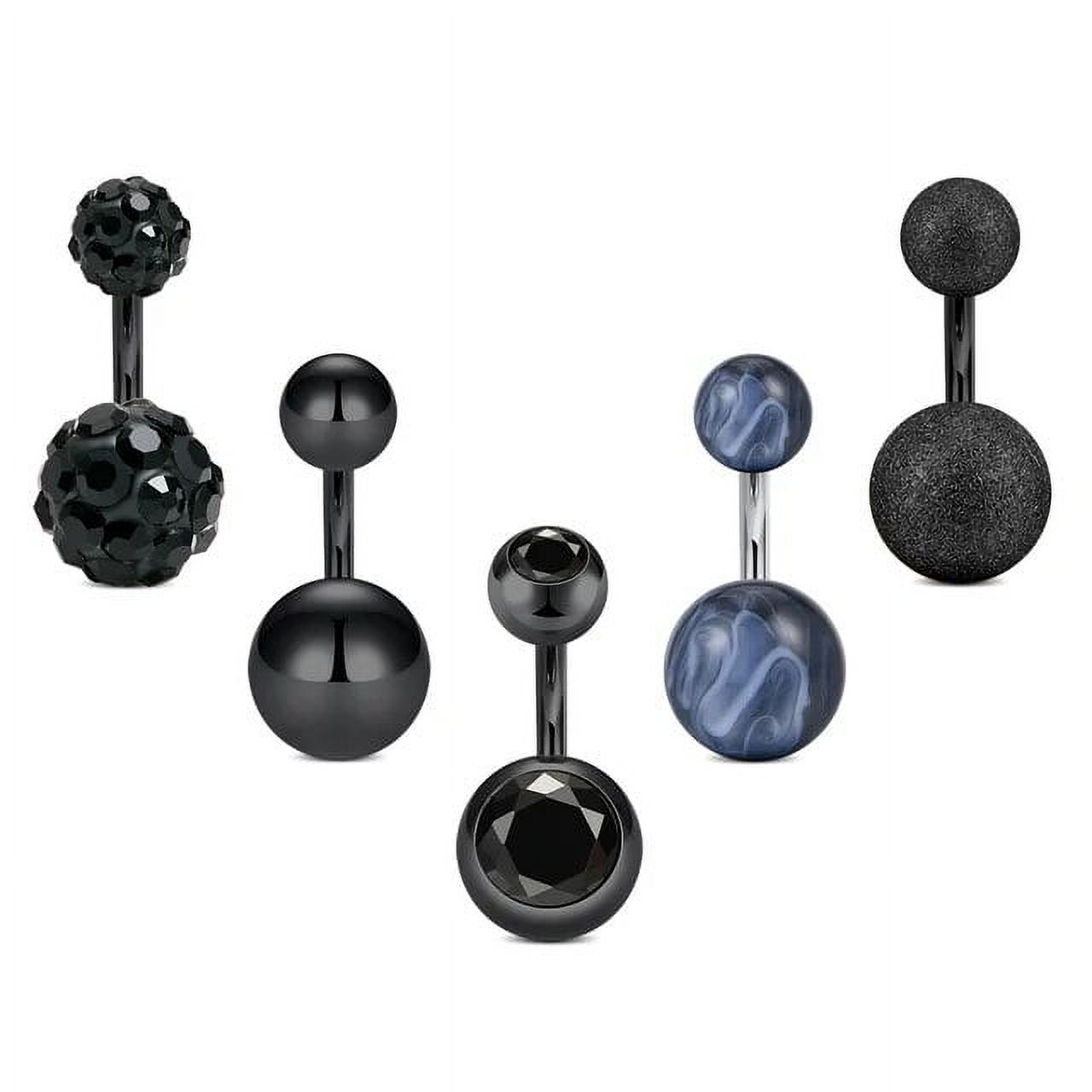 5pcs Short Belly Button Rings 6mm Bar Length Stainless Steel 14G Small ...