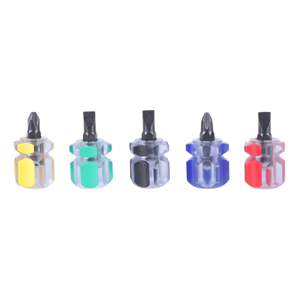 5pcs Short Handle Screwdrivers Ergonomic Grip Flat Head Screwdriver Set ...
