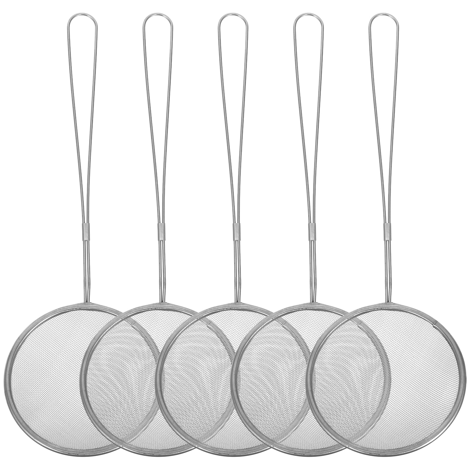 5pcs Silver Stainless Steel 10 cm Fine Mesh Strainer Cooking Oil Filter ...