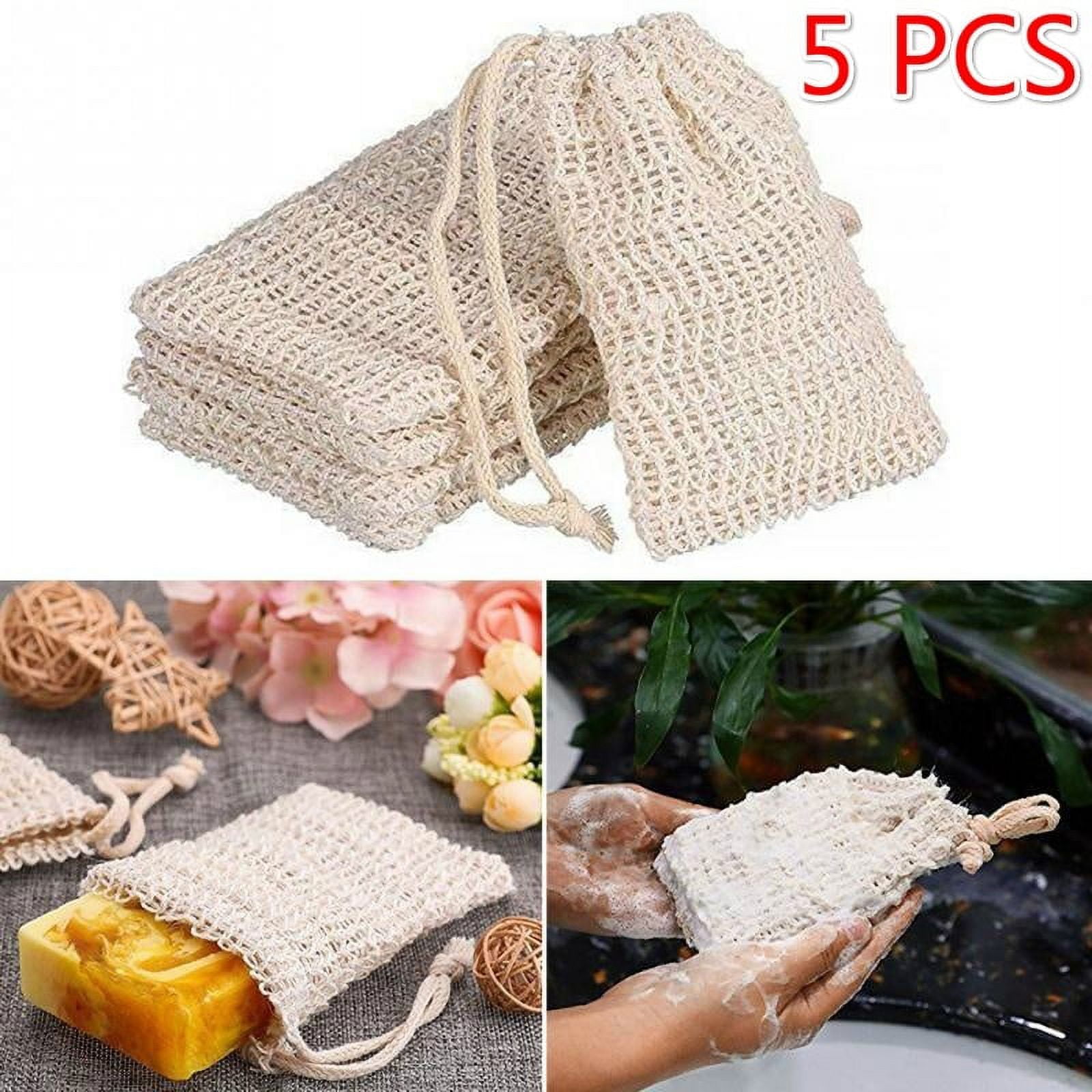 5pcs Sisal Soap Bag Ideal for Scraps & Save Soaps, Natural Fiber Soap ...
