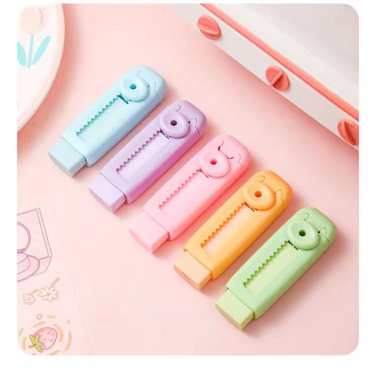 5pcs Sliding Retractable Pencil Erasers - 4 Cute Colors with Dynamic ...