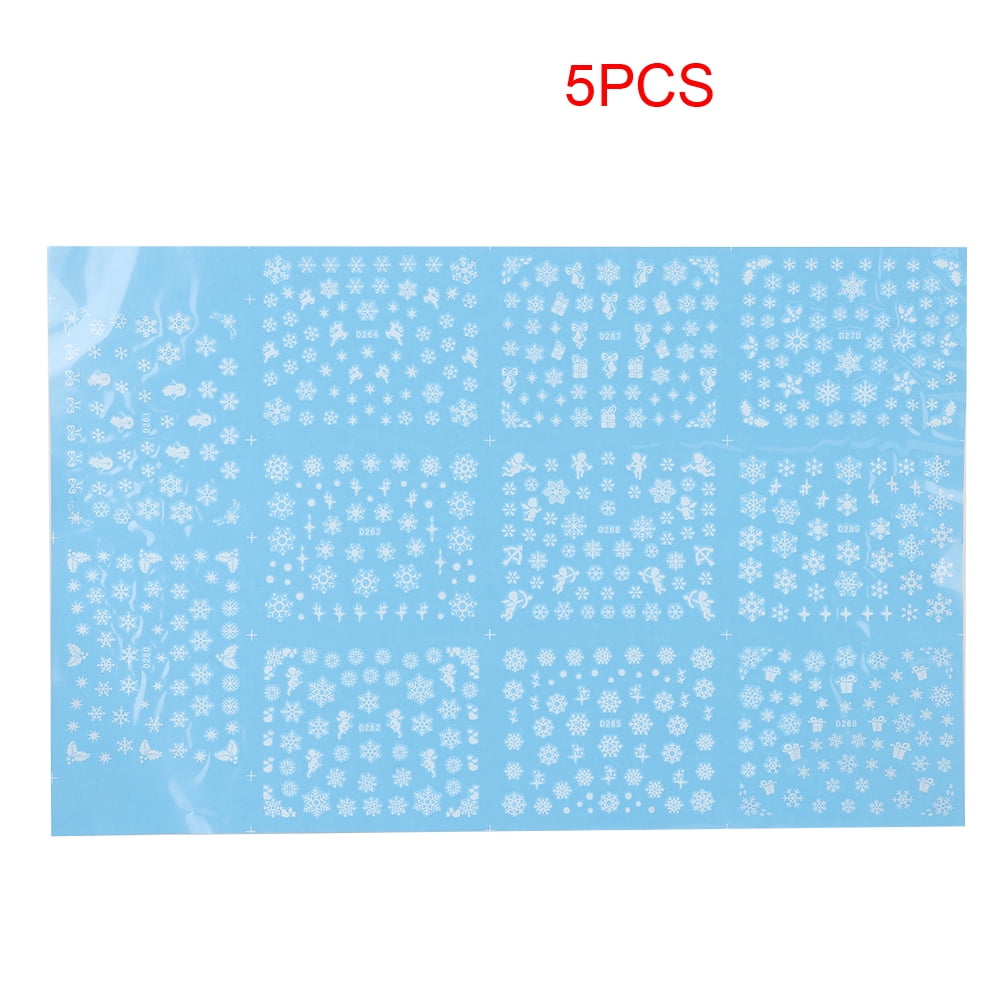 5pcs Snowflake Pattern Nail Art Decals Christmas Nail DIY Transfer ...