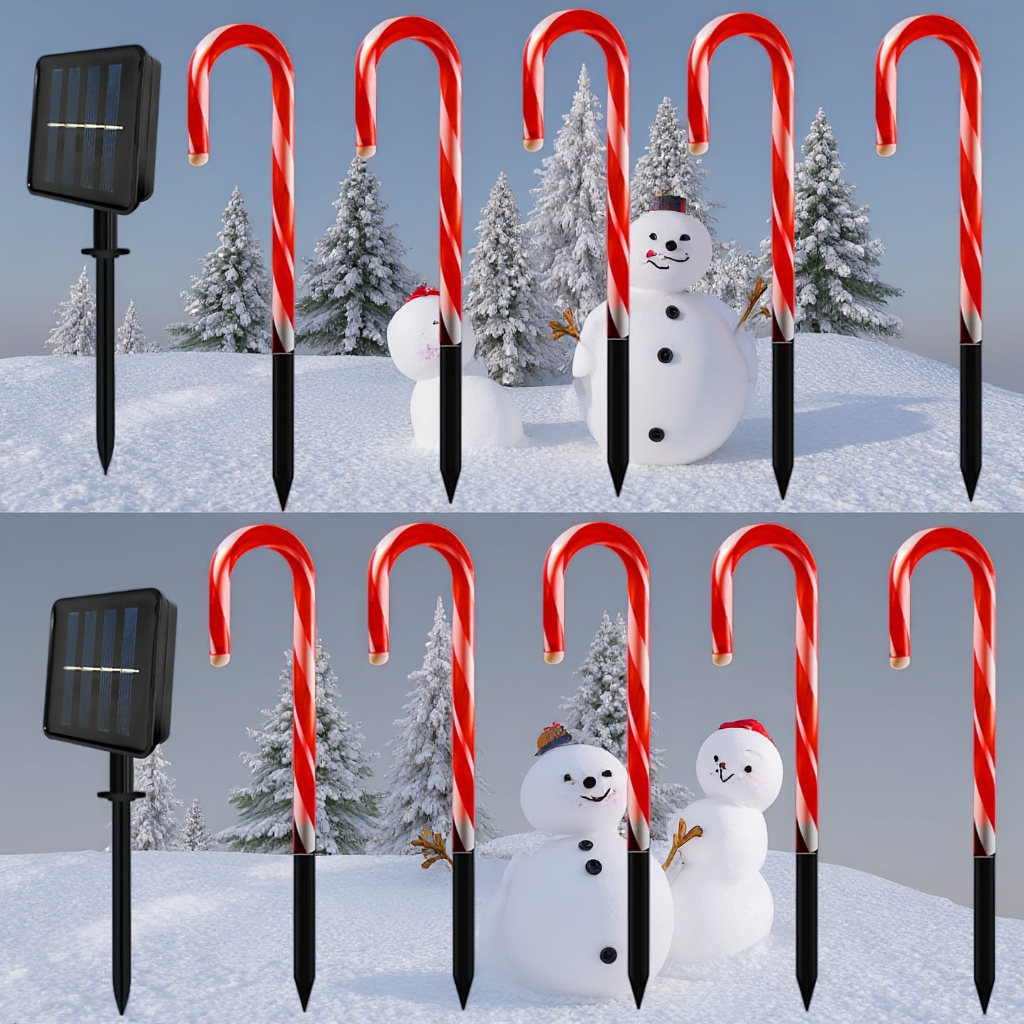 5pcs Solar-Powered Christmas Snowman LED Lights - PVC Statues w/Solar ...